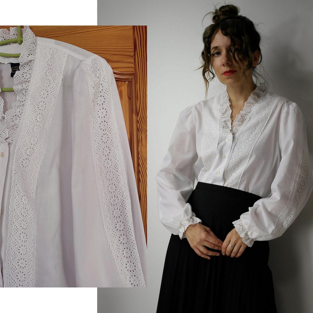 Oktoberfest Trachten Dirndl Blouse / Original Alpen Vintage White ...