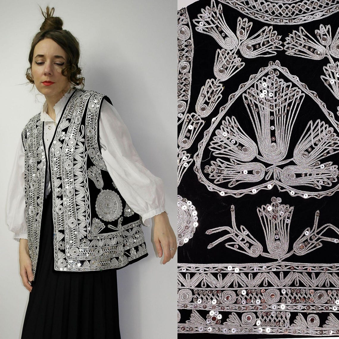 Vintage Eastern Style Embellished Vest Waist Coat / Turkish Waistcoat ...