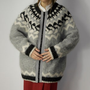 Vintage Icelandic Handmade Wool Sweater / Icelandic Folk Zip up ...