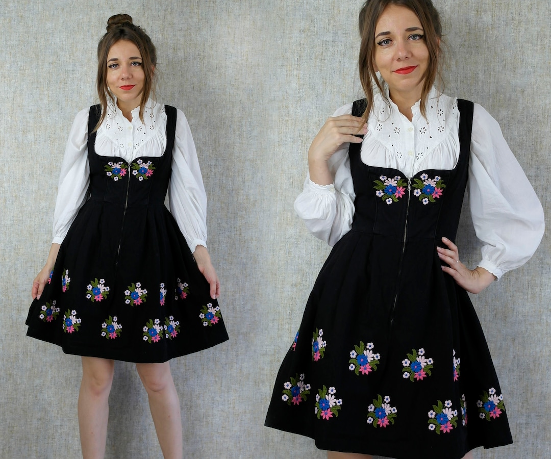 Trachten Dress / Dirndl Dress / Embroidered Dirndl Trachten / Mid ...