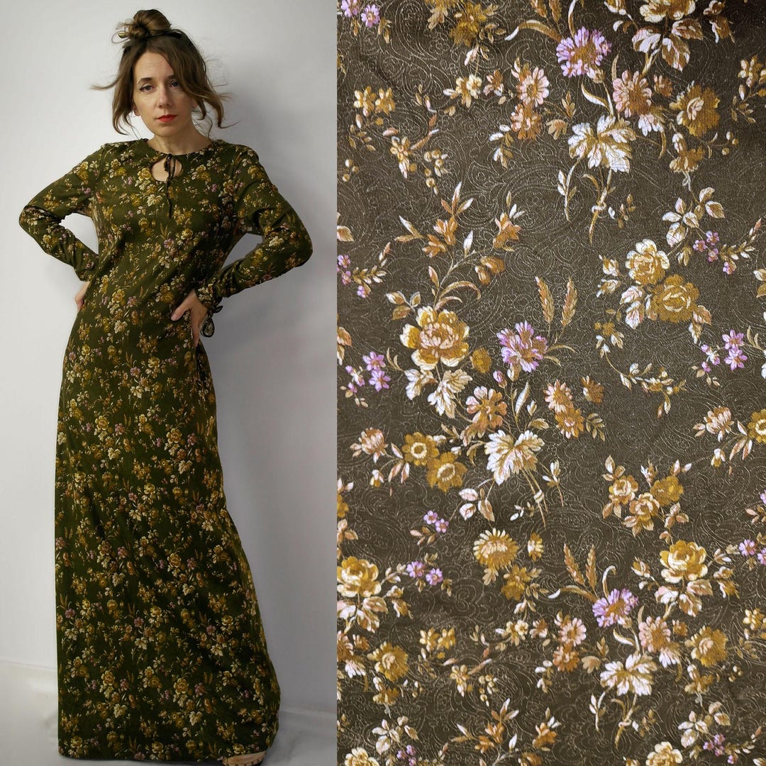 Finnish Finland 70s Maxi Dress / Kaunotar Long Floral Maxi Dress With ...
