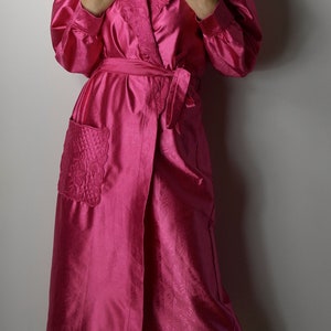 Vintage 70s House Robe | Belted Nightwear Robe | Shiny Pink Robe ...