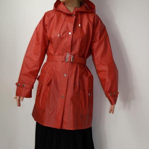 Finnish Rukka PVC Rain Jacket Vintage Red Rain Jacket Vinyl Jacket With the Hood Made in Finland ...