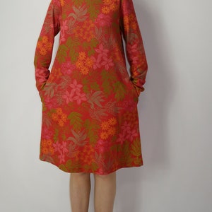 Gudrun Sjoden Floral Flower Leaves Dress / Red Sjoden Tunic Dress With ...