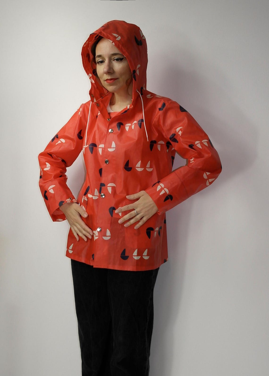 80s Finnish Rukka PVC Rain Jacket Vintage Red Rain Jacket Vinyl Jacket ...