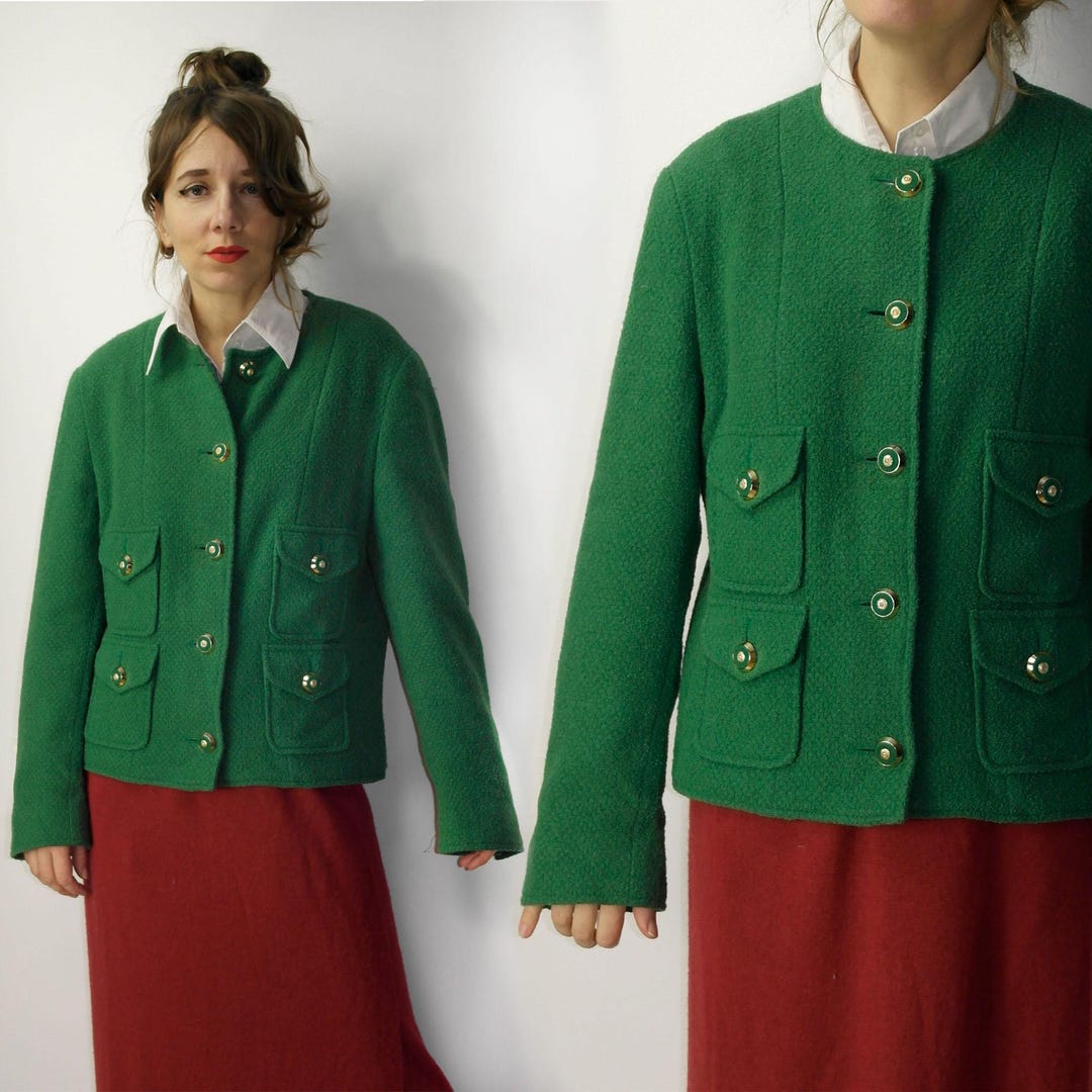 Vintage Italian Wool Womens Blazer / Genny Oro Elegant Wool Jacket Gold ...