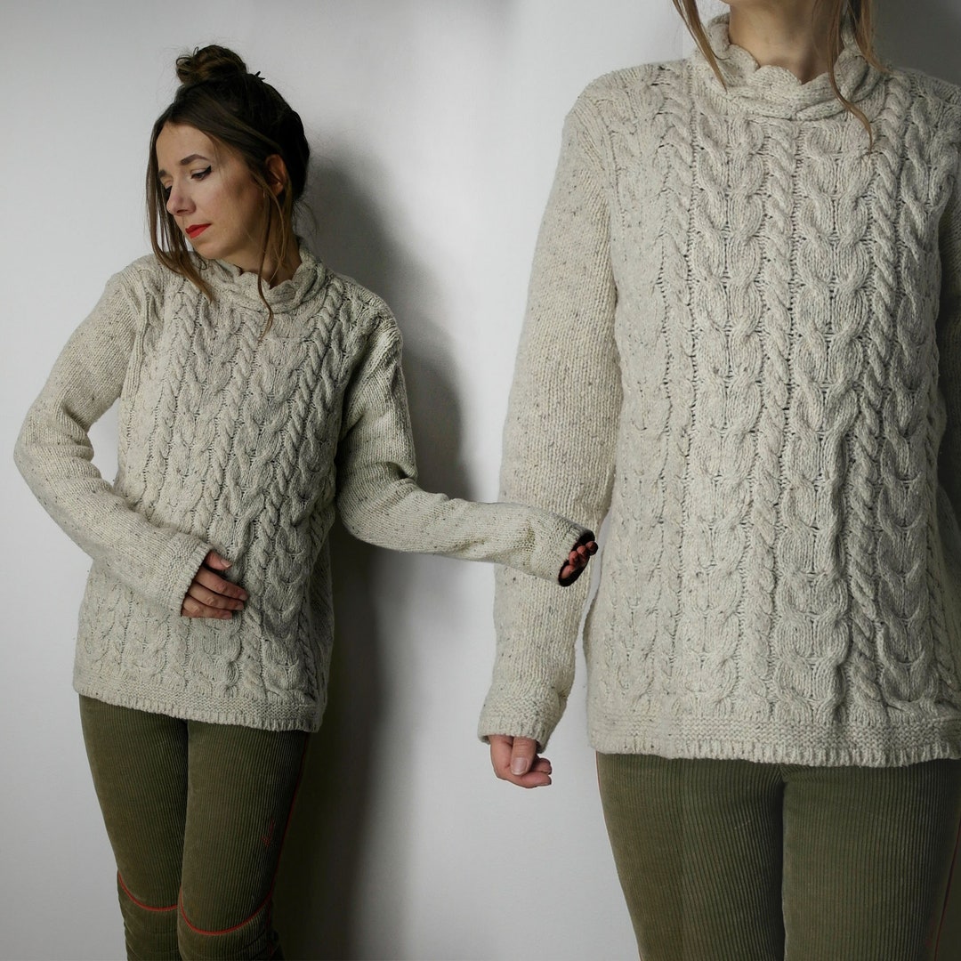 Irish Sweater / Irelands Eye Wool Cashmere Sweater / Aran Wool - Etsy
