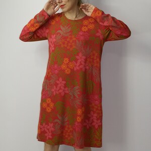 Gudrun Sjoden Floral Flower Leaves Dress / Red Sjoden Tunic Dress With ...