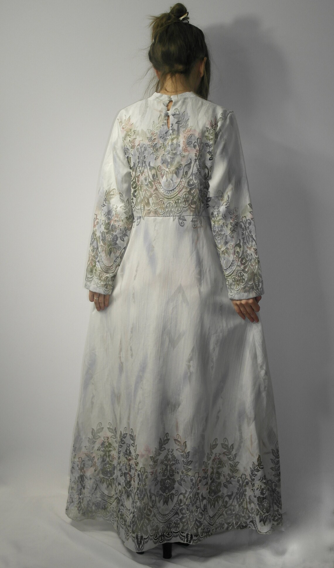 Maxi Modest Dress / Floral Turkish Dress / White Maxi Dress - Etsy