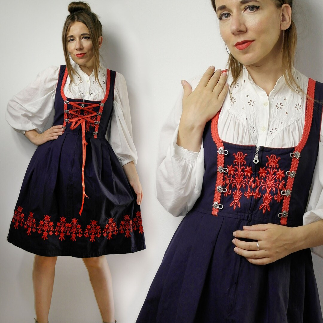 Trachten Dirndl Dress Oscar / Vintage Embroidered Dirndl / Mid Length ...