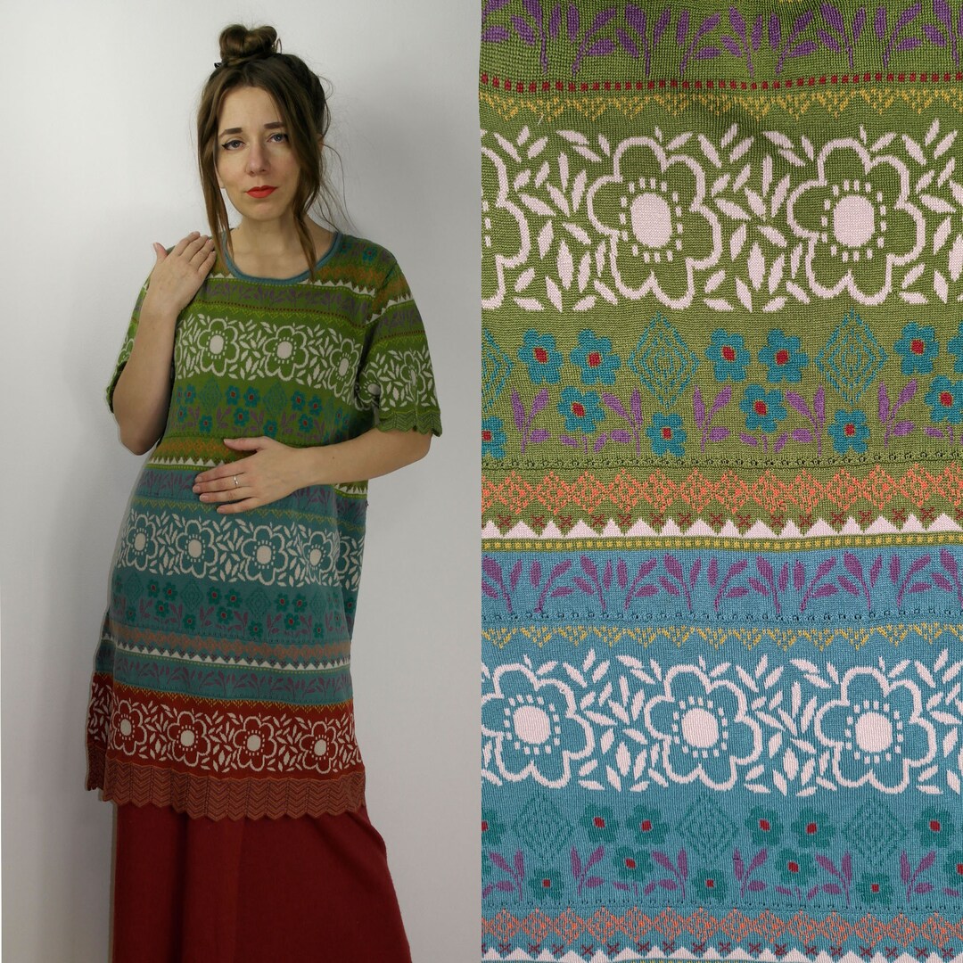 Gudrun Sjoden Colorful Tunic Top / Boho Floral Tunic Top Dress ...