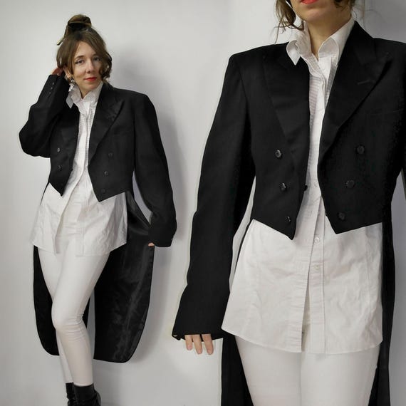 Vintage 1940s Black Tuxedo Jacket with Tail / Magic T… - Gem