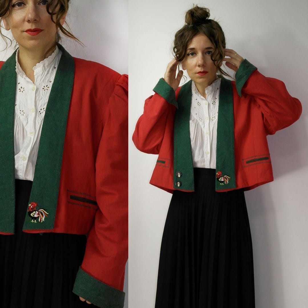 Trachten Jacket / Embroidered Rooster Austrian Tyrol Blazer / Country ...