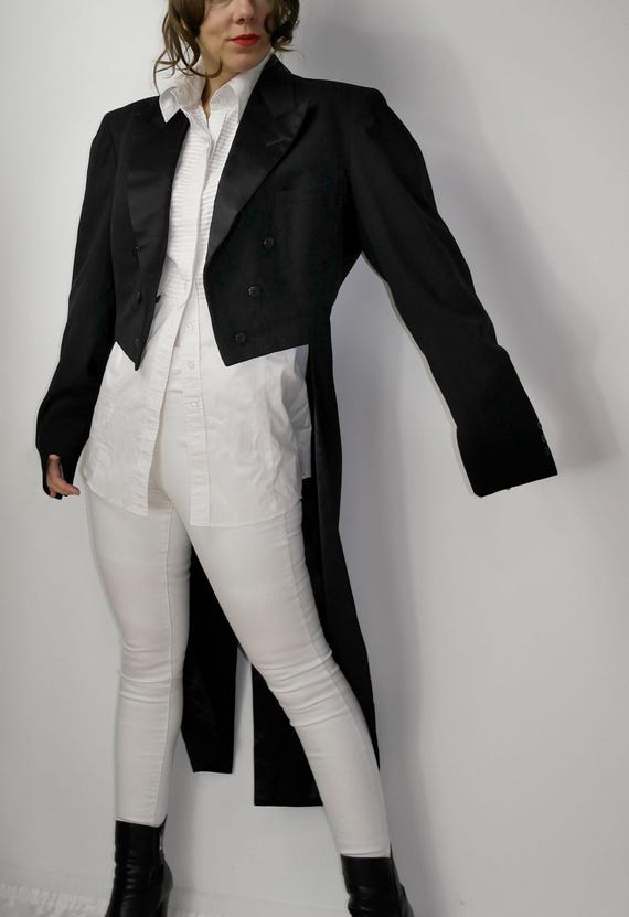 Vintage 1940s Black Tuxedo Jacket with Tail / Magic T… - Gem