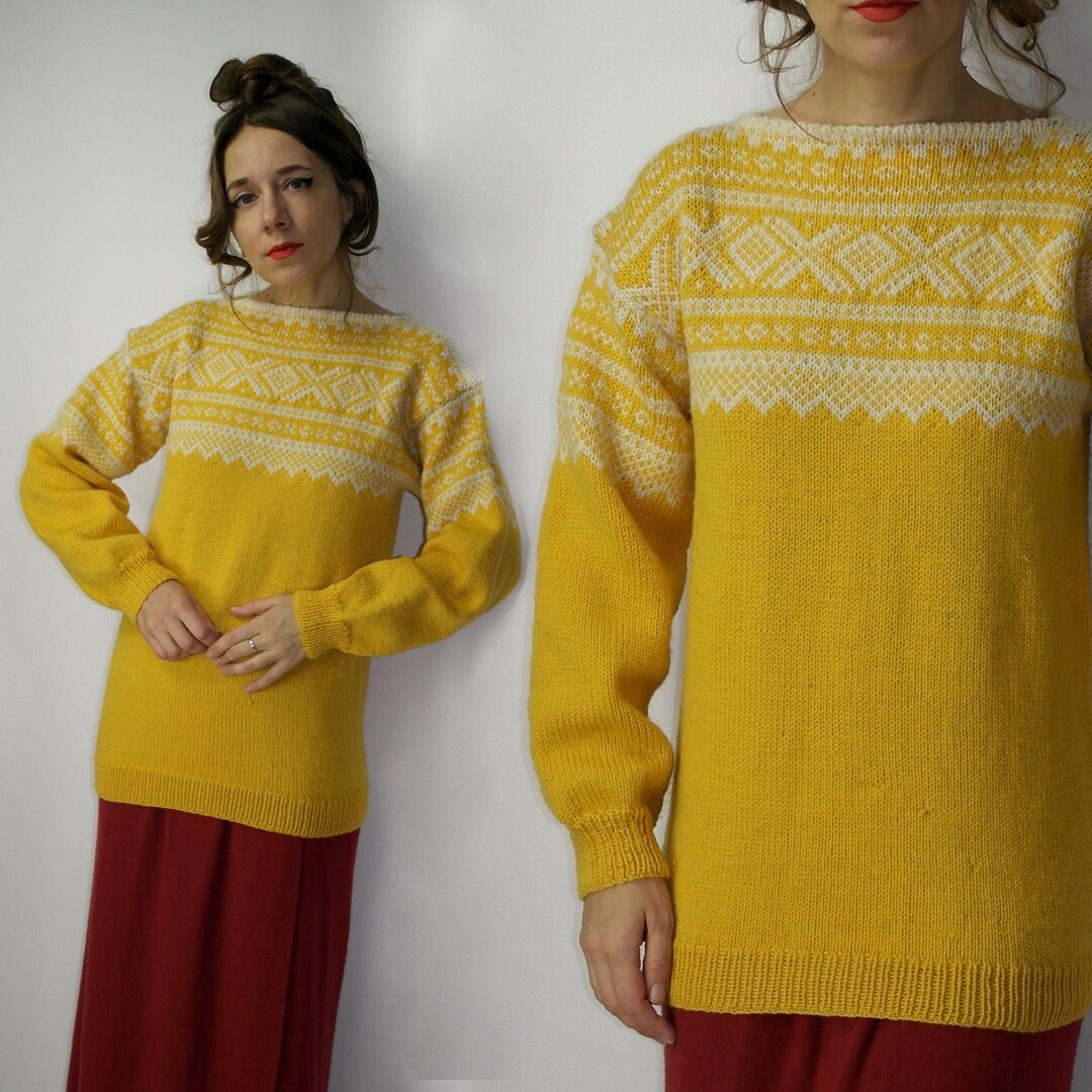 Vintage Marius Sweater Norwegian Wool Handmade Pullover Norwegian Ethno ...