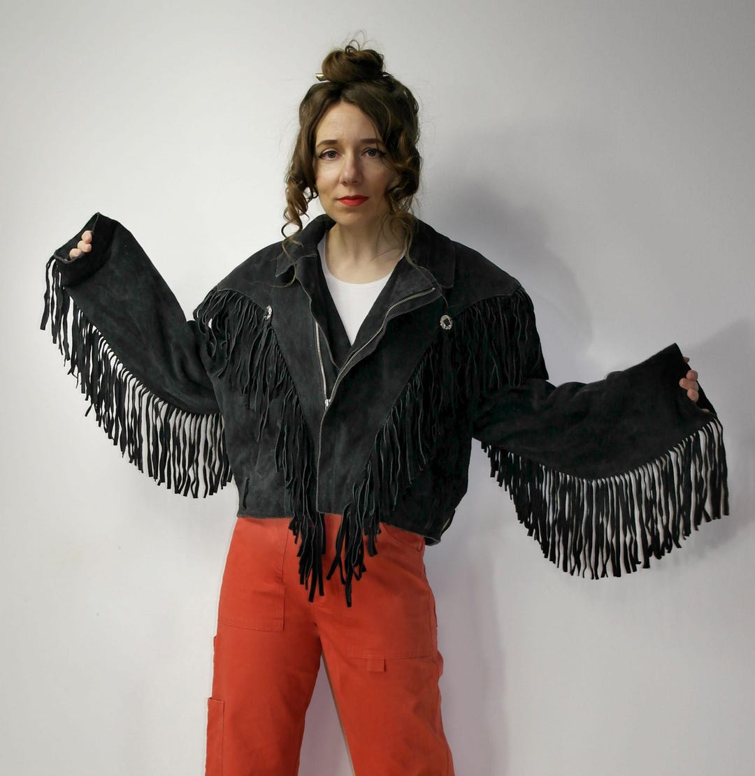 Vintage Fringe Leather Jacket / Real Leather Suede Jacket Rocker Edgy ...