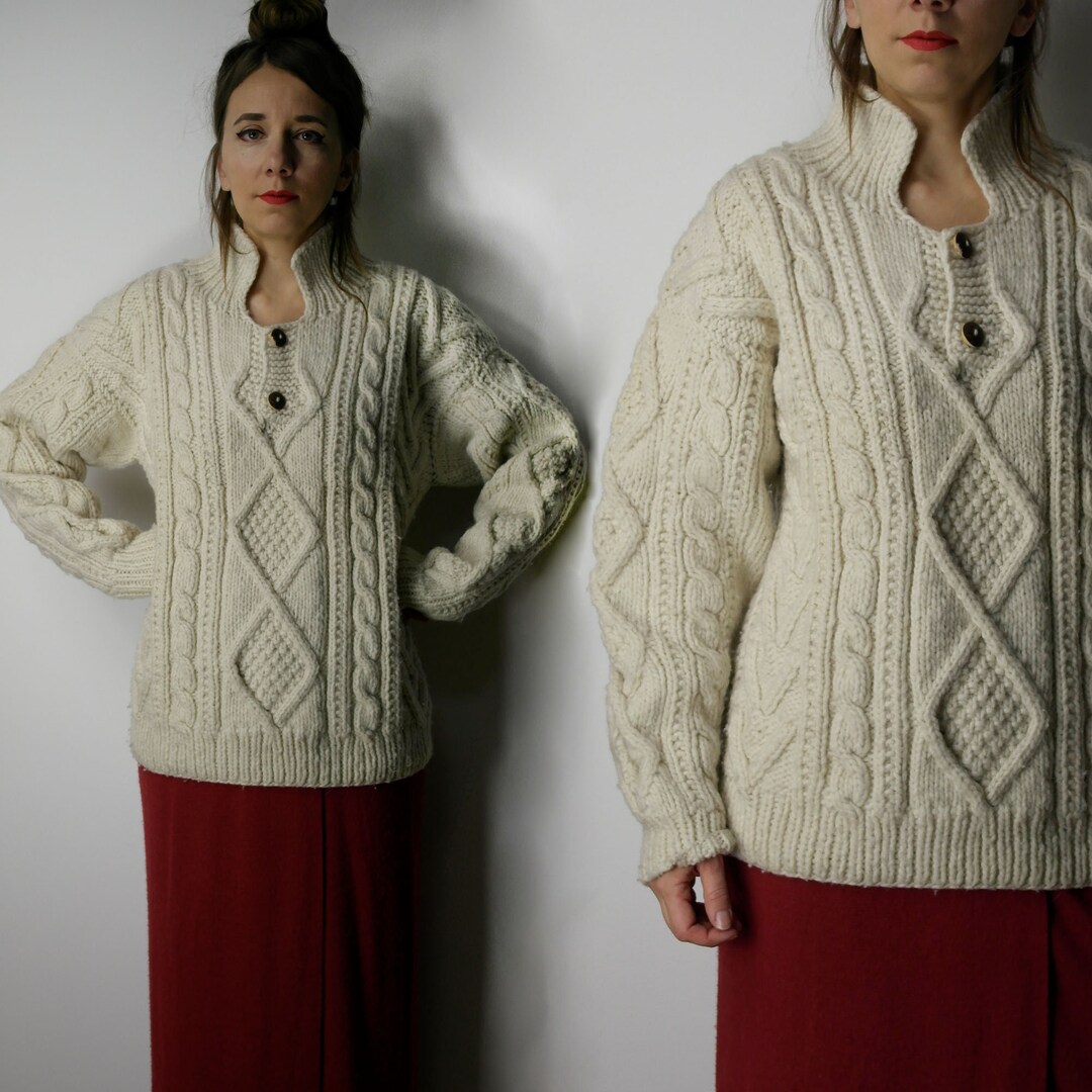 Vintage Wool Sweater / Handmade Folk Cardigan / Traditional Ethno ...