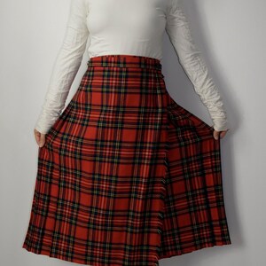 Vintage Wool Kilt Skirt / Red Plaid Kilt / GOR RAY Wool Skirt / Vintage ...
