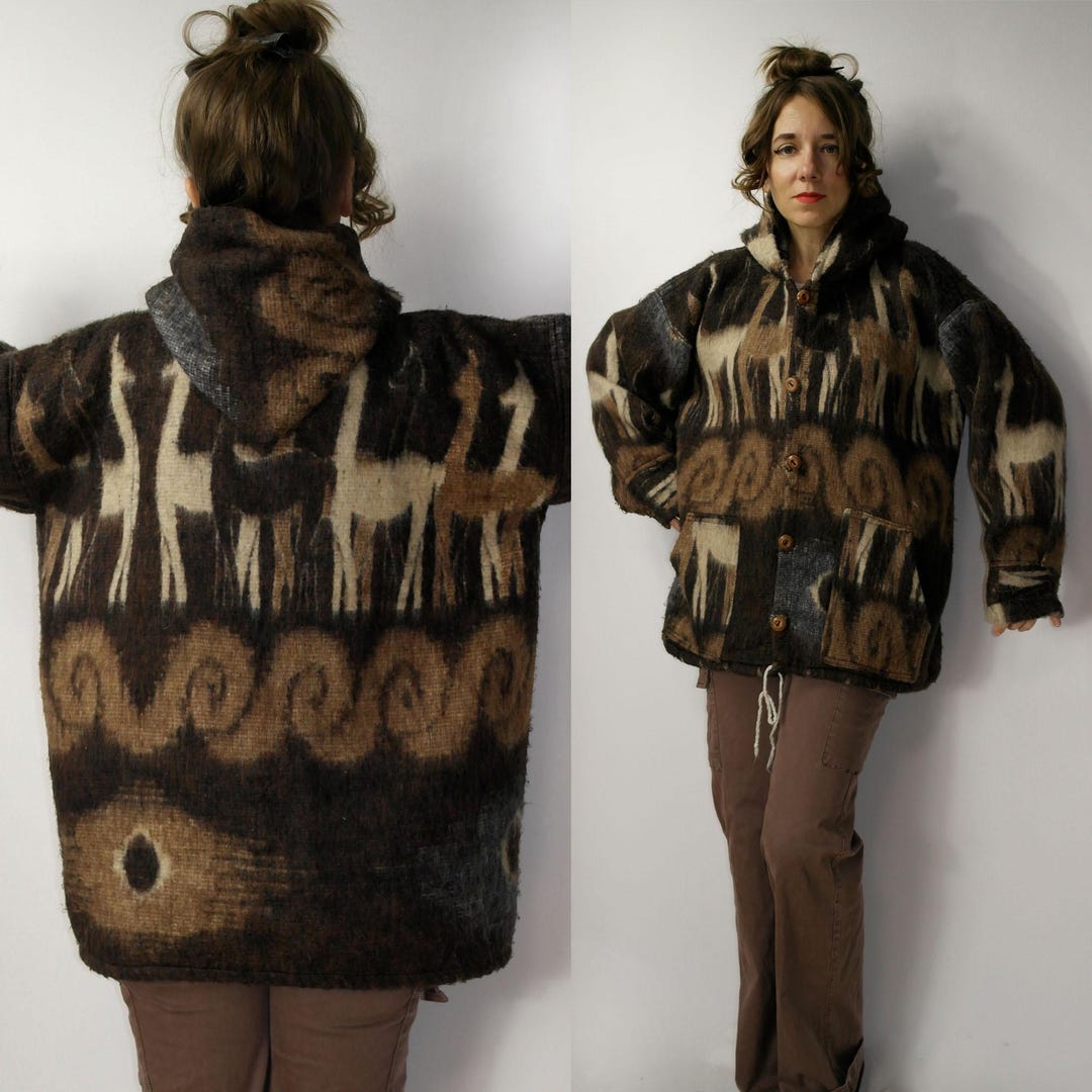 Vintage Ecuador Llamas Sweater Jacket / Wool Sweater Jacket With the ...