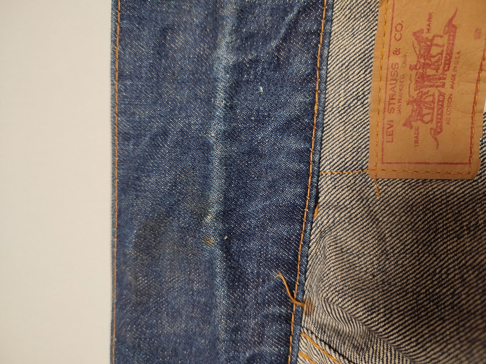 LEVIS Big E Late 60s Rare 526 Buttons Stamp Levis Denim Big E Type III ...
