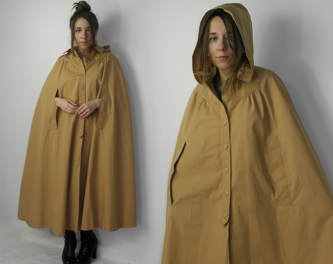 Vintage Maxi Hooded Cape / Spring Fall Cape / Poncho Coat / Boho Ethno ...