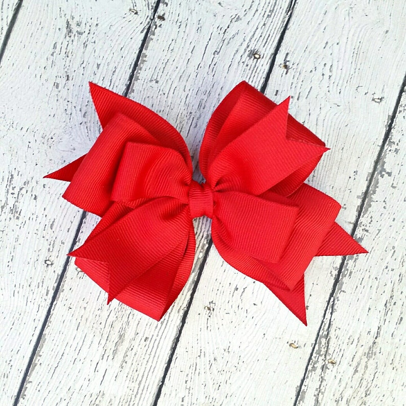 Red Hair Bow Large Red Bow Red Layered Bow Red Hair Clip - Etsy