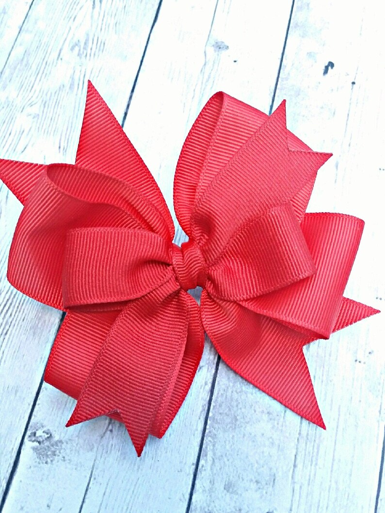 Red Hair Bow Large Red Bow Red Layered Bow Red Hair Clip - Etsy