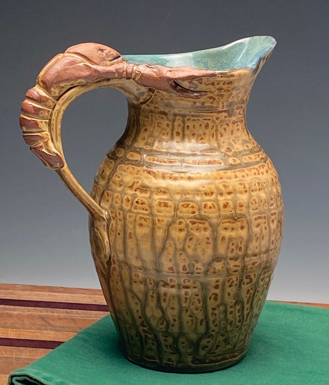 Oh Me O My O Crawfish Handle Pitcher Stoneware From Down the - Etsy