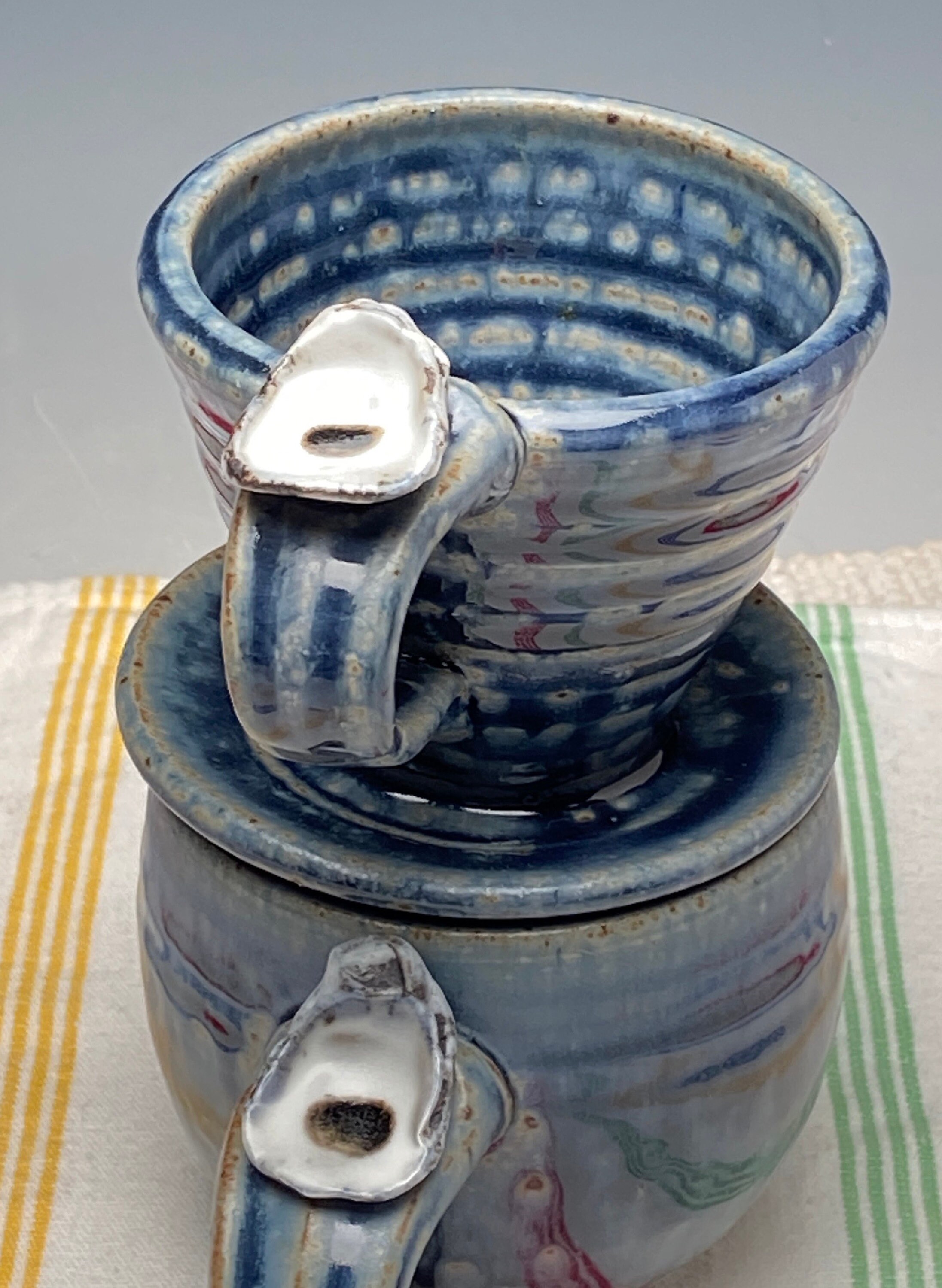 Oyster shell cup pour over set handmade shell Cajun coffee | Etsy