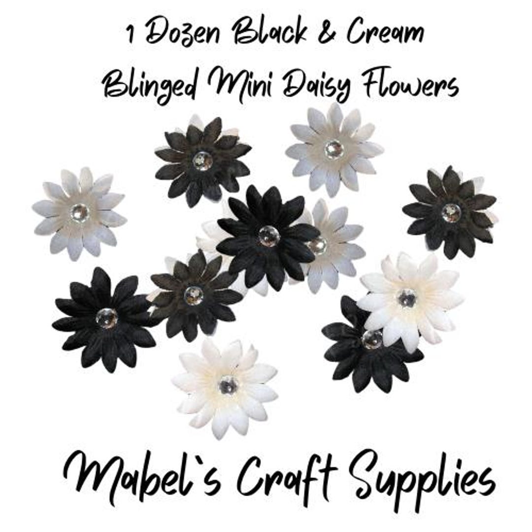 Destash Clearance –12 Mini Daisy Flowers • Black & Cream • 1.5 ...