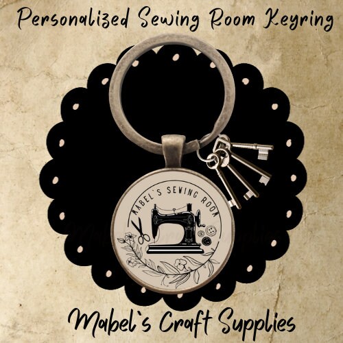 Personalized Sewing Room Keychain With Name Rustic Antique Bronze ...