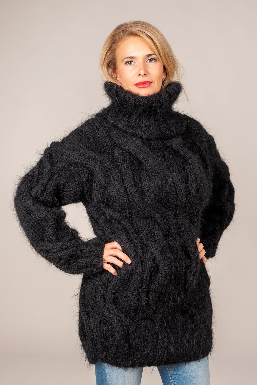 Chunky Sweater, Thick Mohair Sweater, Men Sweater, Bulky Sweater, Knit ...