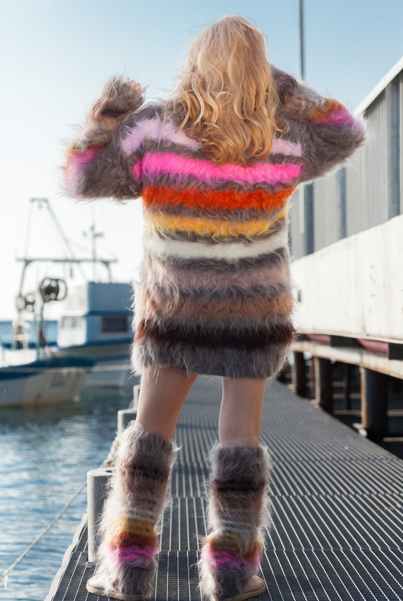 Fuzzy Mohair Sweater Turtleneck Mohair Dress Striped Sweater - Etsy Fuzzy Mohair Sweater Turtleneck Mohair Dress Striped Sweater - Etsy