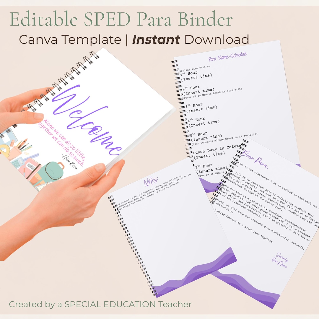 Editable SPED Para Binder Canva Template | Special Education ...