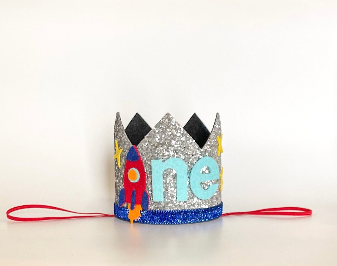 Space Birthday Crown 1st Trip Around Sun Birthday Rocketship - Etsy