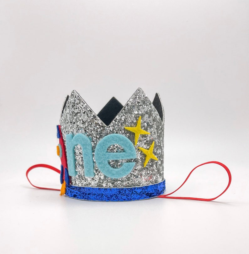 Space Birthday Crown 1st Trip Around Sun Birthday Rocketship - Etsy