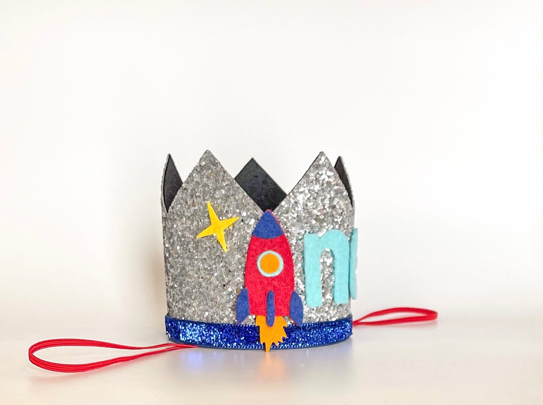 Space Birthday Crown 1st Trip Around Sun Birthday Rocketship - Etsy