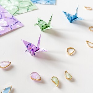 Origami Crane Earrings: Washi Paper & Resin Charm, Japanese Gift - Etsy
