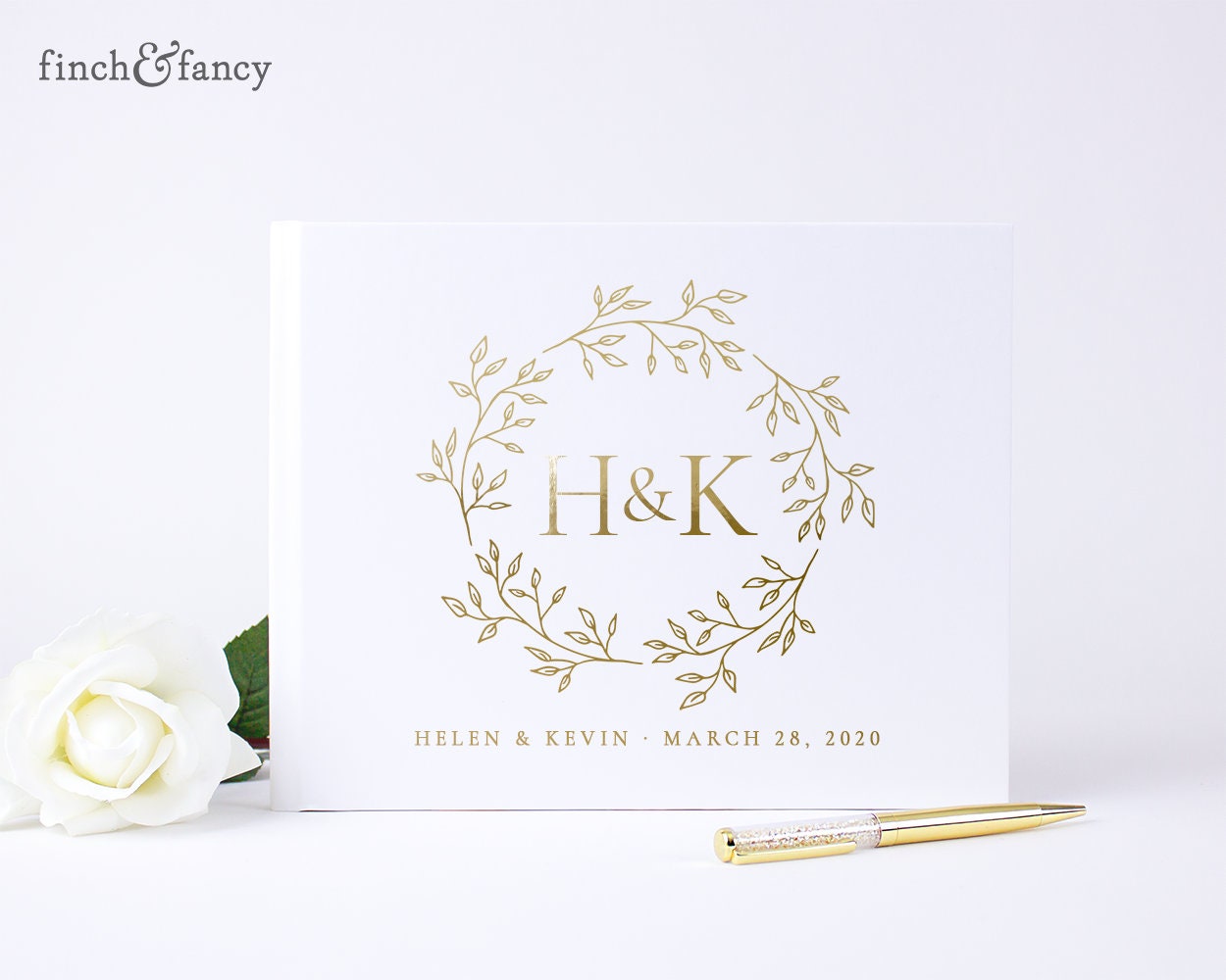 Custom Wedding Guest Book Monogram Photo Guestbook Navy and - Etsy