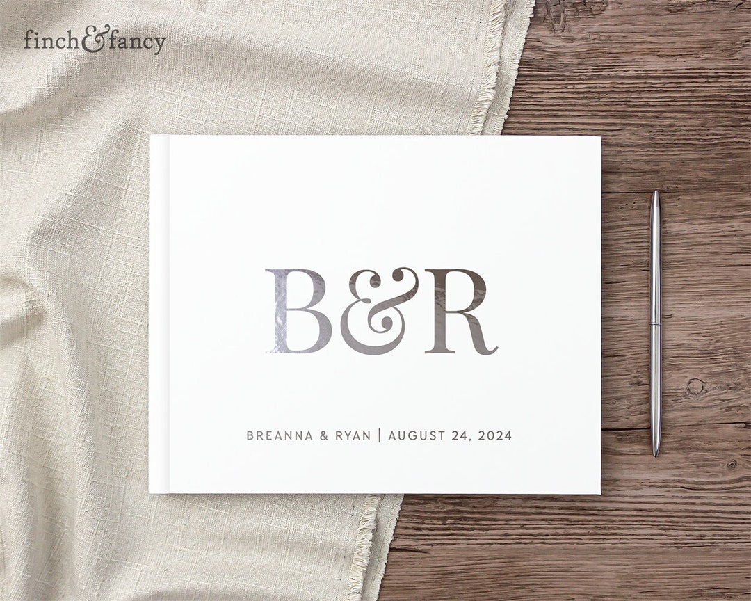 Minimal Elegant Wedding Guest Book, Custom Wedding Hardcover Photo ...