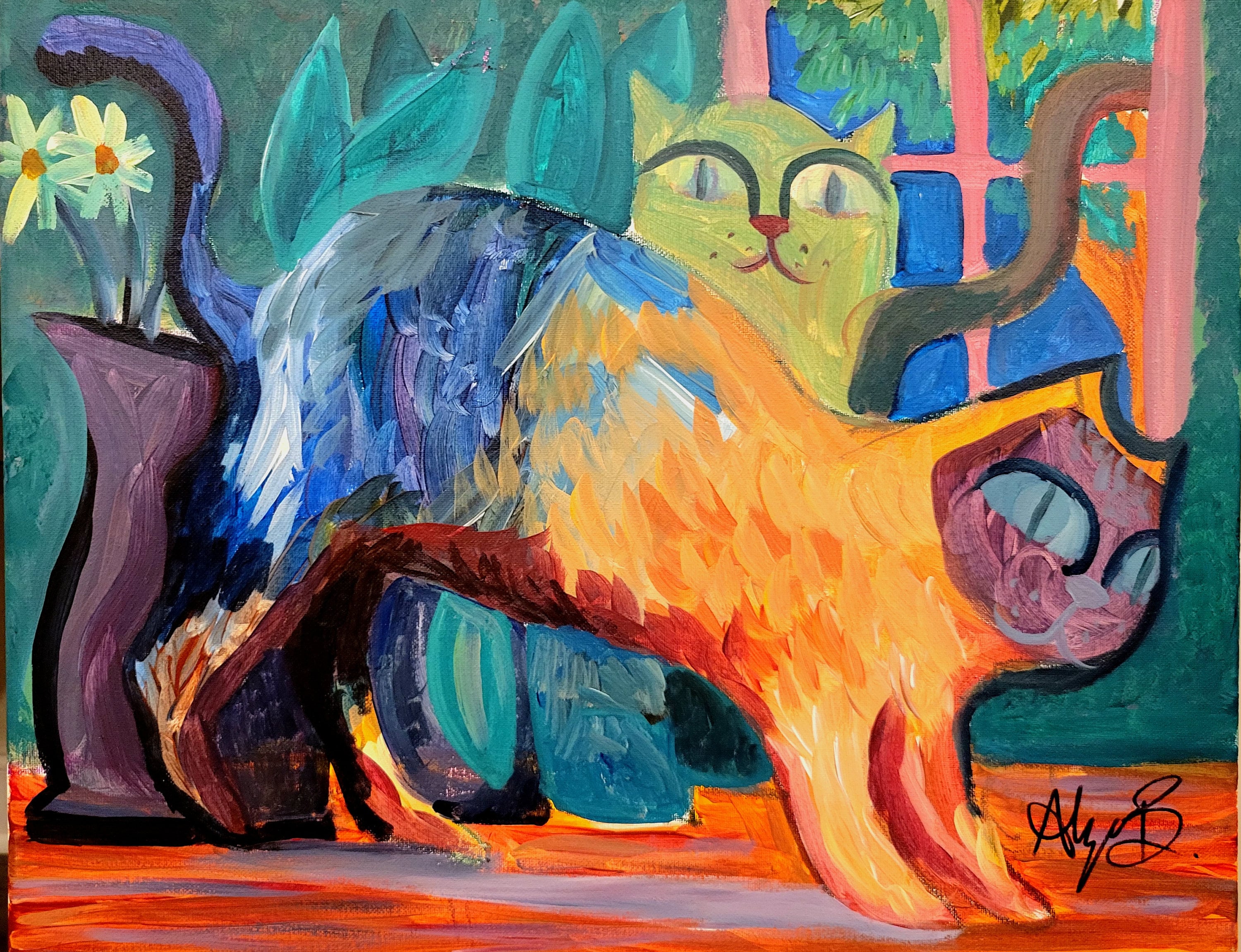 Impressionism Cat Painting / Original Painting / Acrylic Art / Wall Art ...