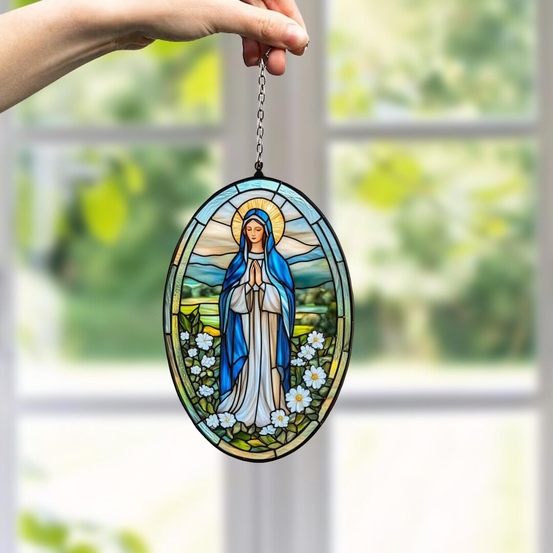 Virgin Mary Xmas Acrylic Window Hanging Suncatcher Ornament, NOT GLASS ...