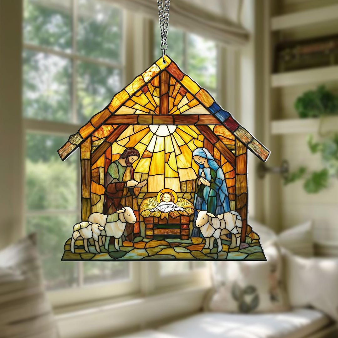 Christmas Nativity Scene Suncatcher, NOT GLASS, Nativity Religious ...