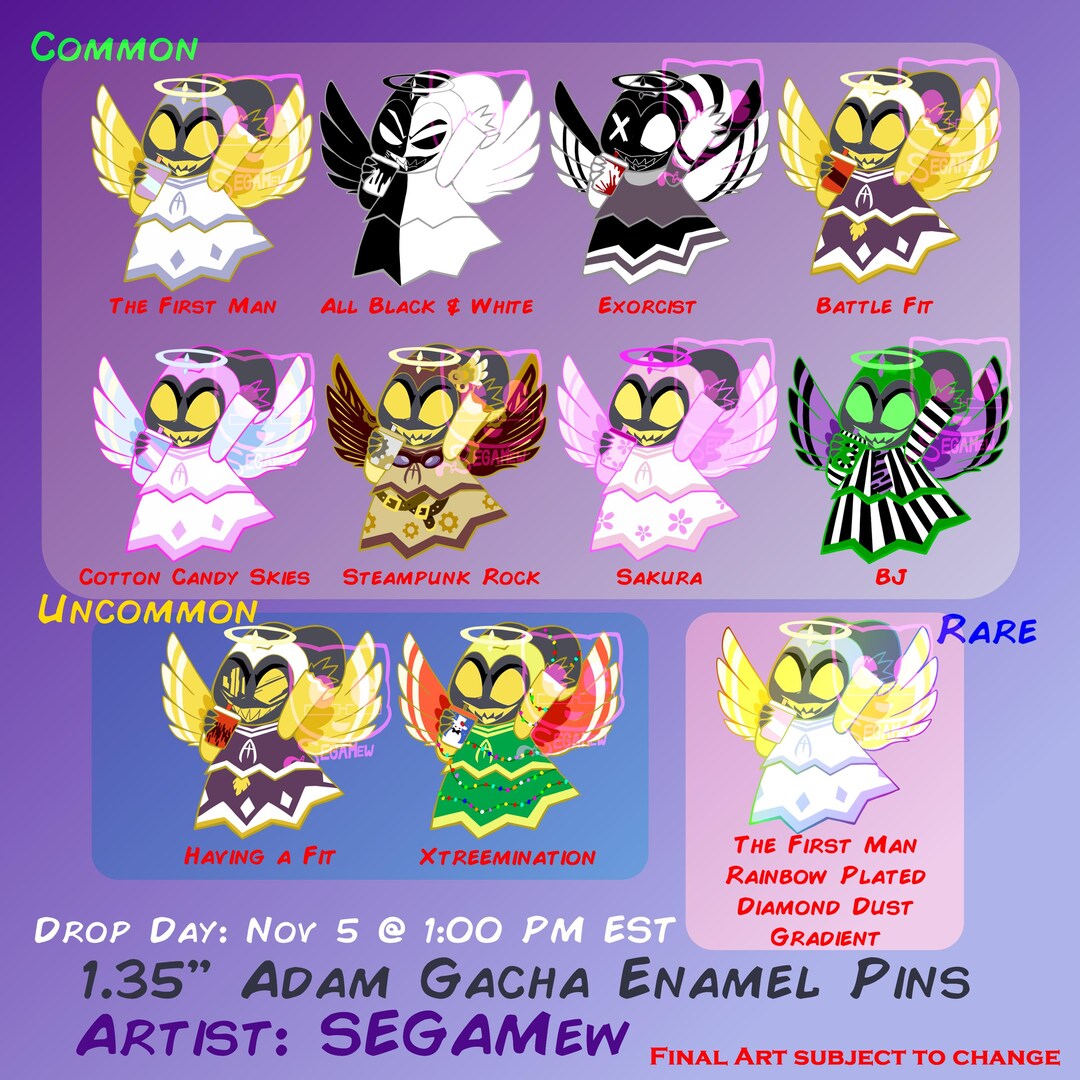 1.35" Adam Mystery Gacha First Man Angel Hazbin Hotel Dickmaster ...