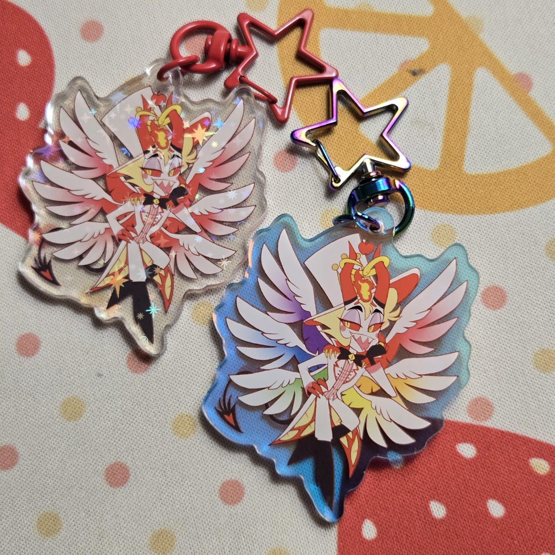 2" Lucifer Hazbin Hotel Keychain Cute Hell Demon Chibi Angel Seraph ...