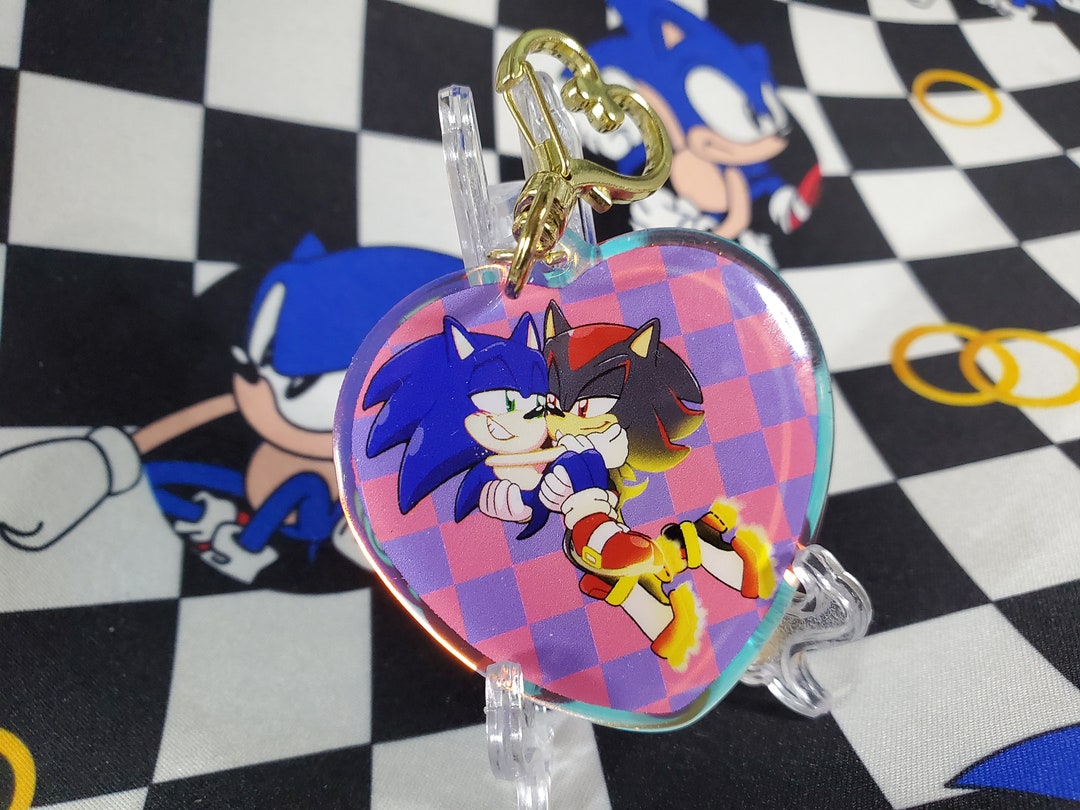 2.25" Sonic Shadow Sonadow Heart Rainbow Acrylic Charm Hedgehog Love ...