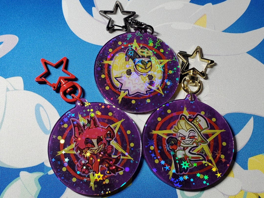 Lucifer Alastor Adam Helluva Boss Hazbin Hotel Acrylic Charm Keychain ...