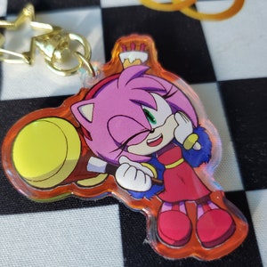 Murder of Sonic Hedgehog Rainbow Acrylic Holographic Charm Keychain ...
