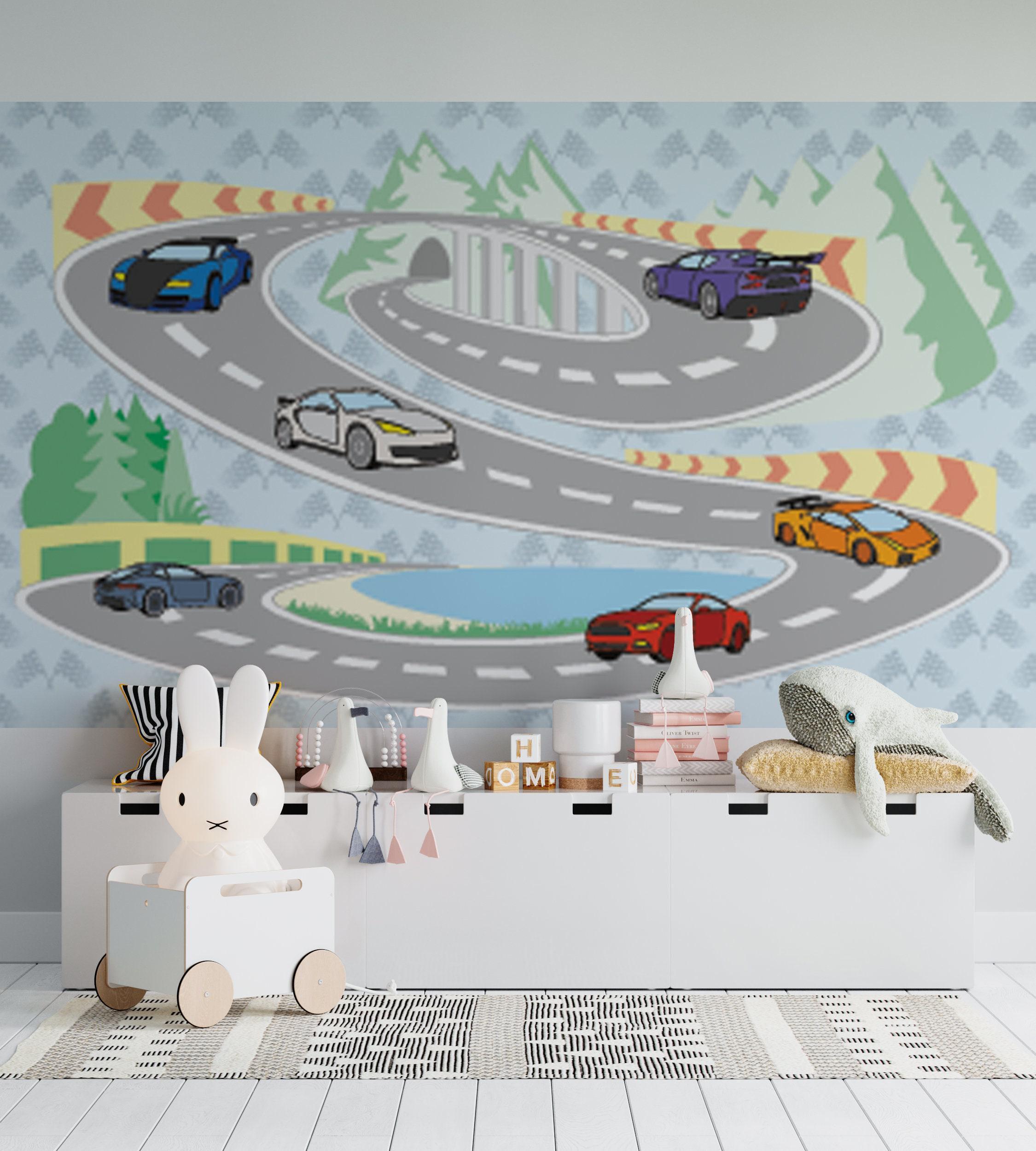 Race Car Peel and Stick Wallpaper Boy's Room Removable Wall Mural - Etsy