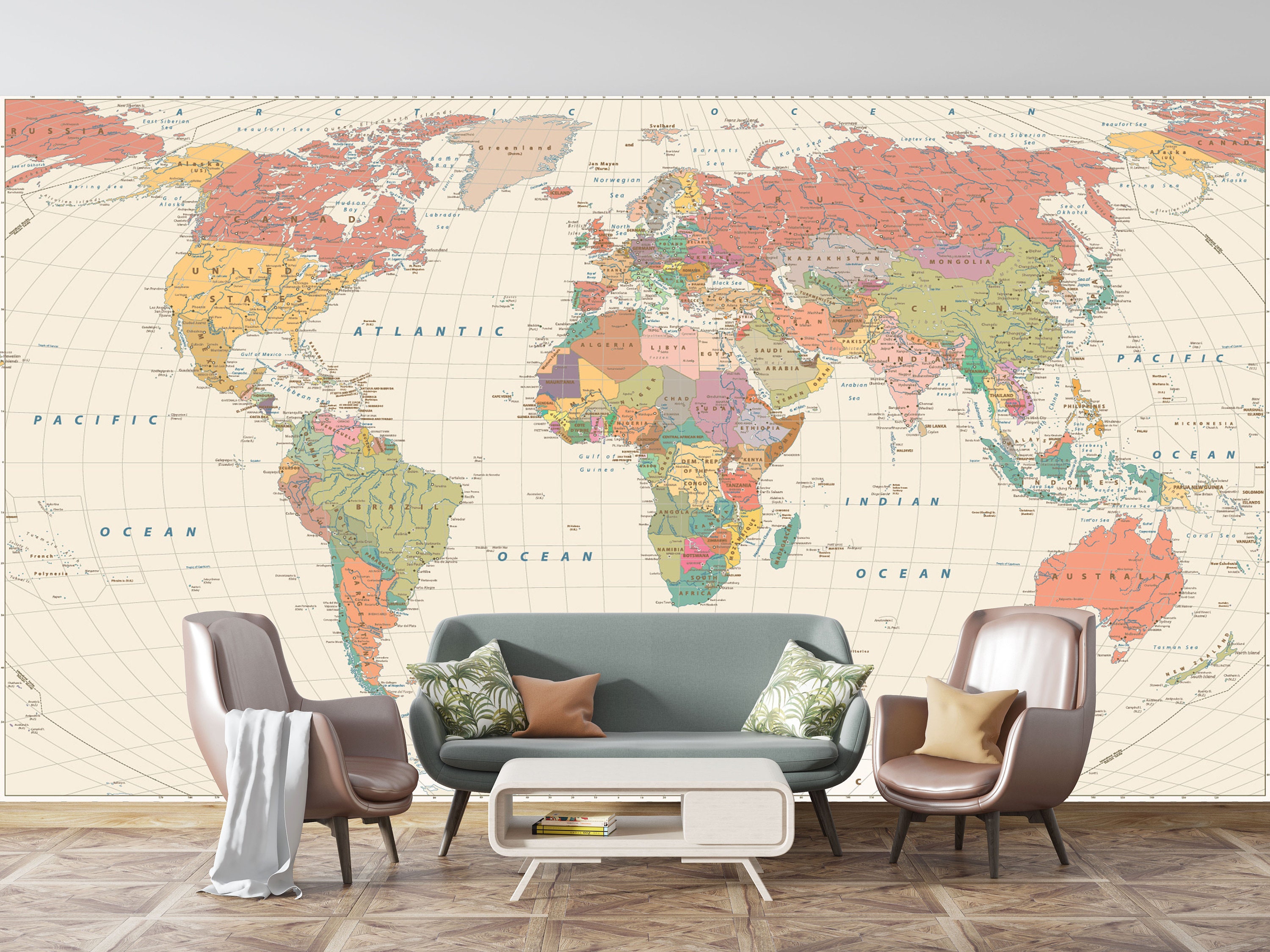 Map Wallpaper Large Wall Mural Self-adhesive Wallpaper | Etsy